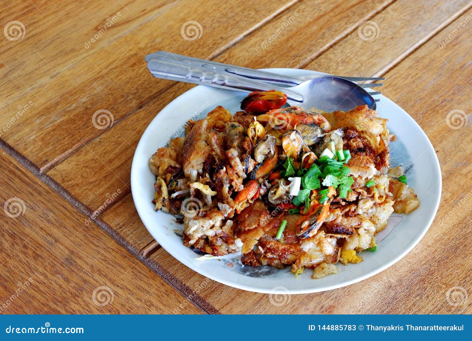 Comida Tailandesa, Ostras Fritas Imagen de archivo - Imagen de frito ...