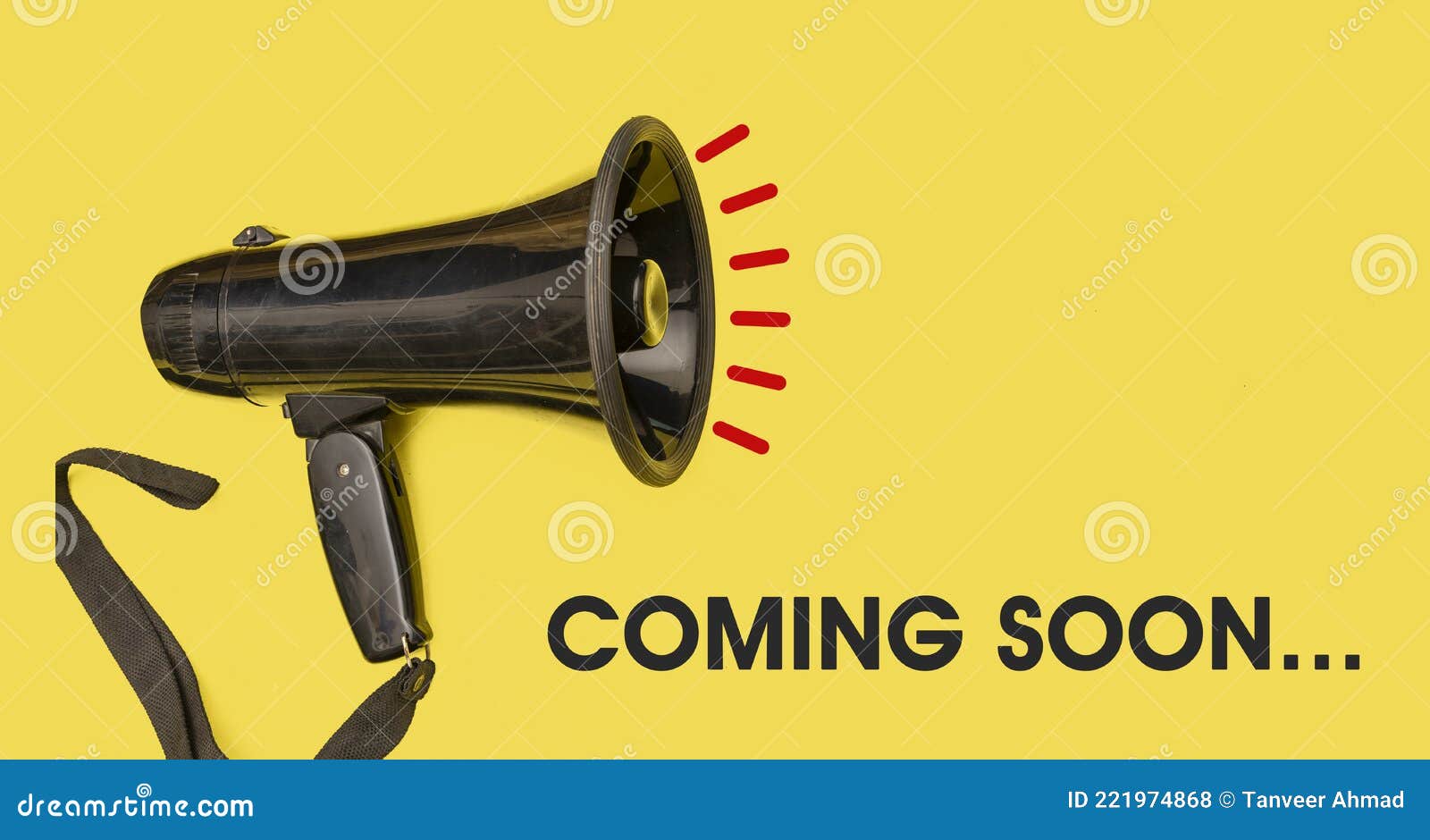 Coming Soon Banner with Megaphone Showing Announcement Theme Stock ...