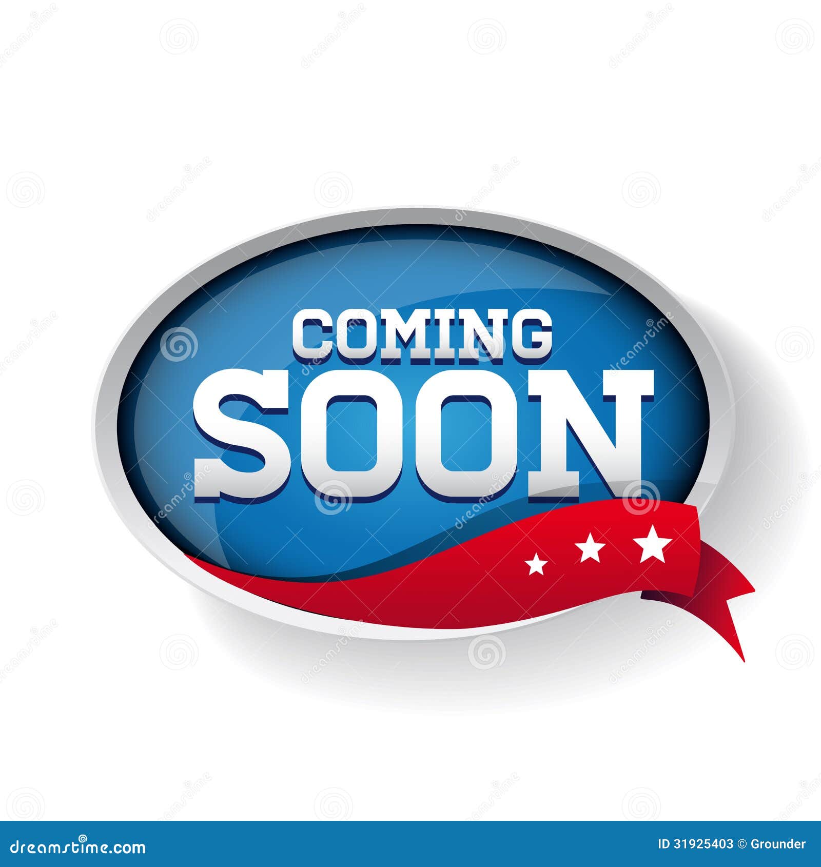Coming soon blue button stock vector. Illustration of icon - 31925403