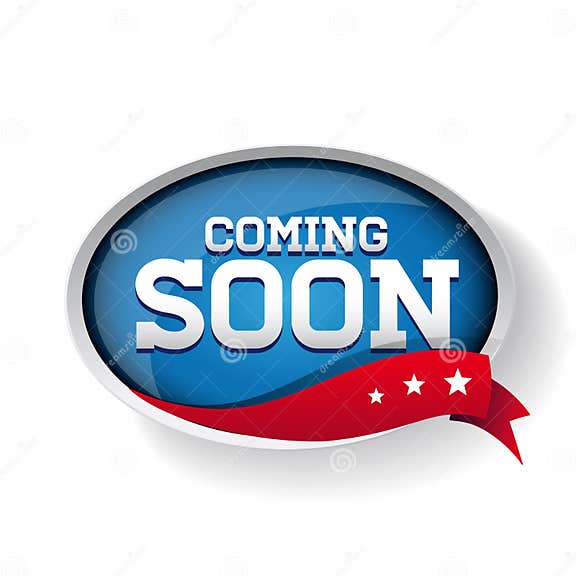 Coming soon blue button stock vector. Illustration of icon - 31925403