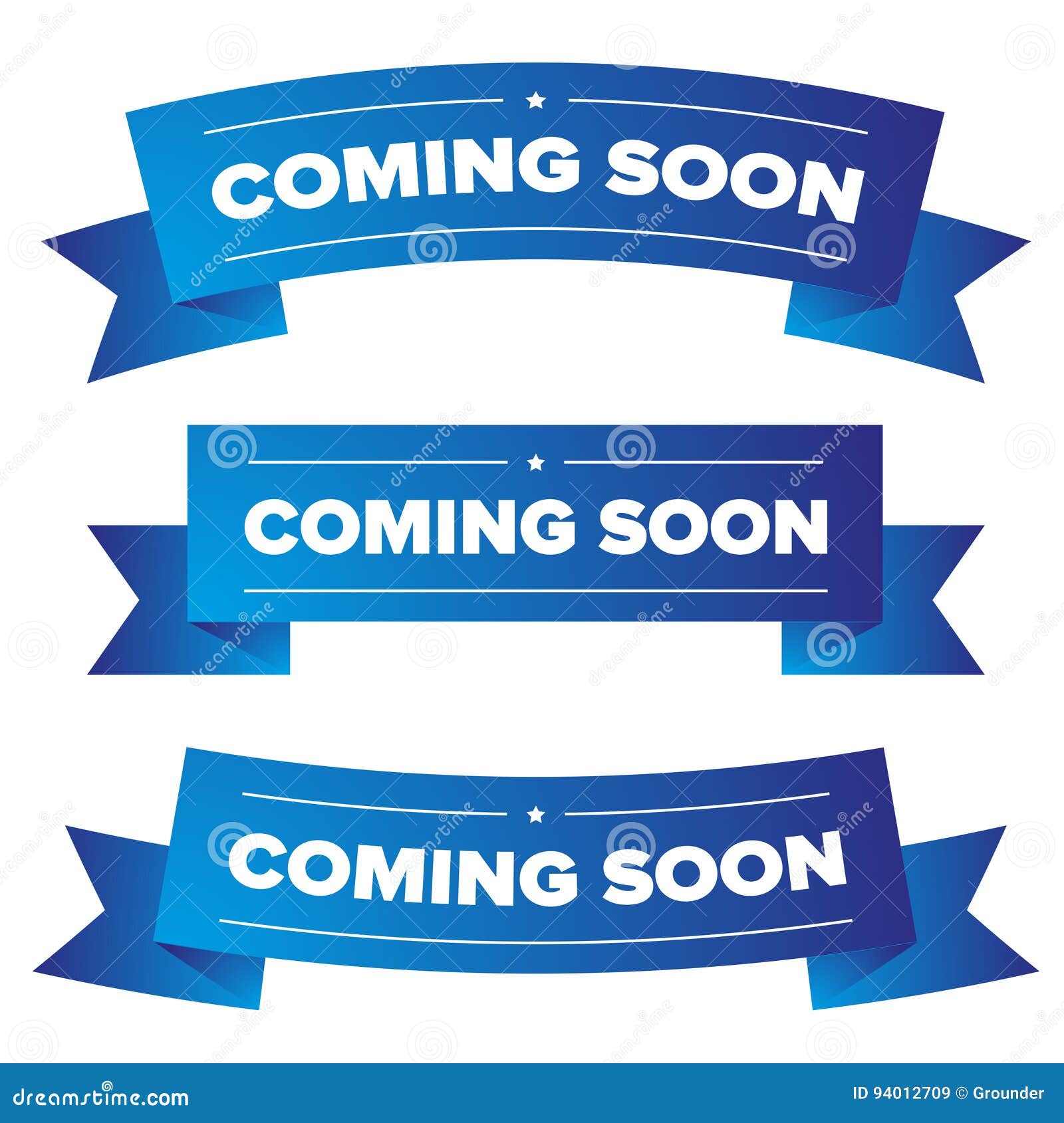 Coming Soon blue ribbon stock vector. Illustration of isolated - 94012709