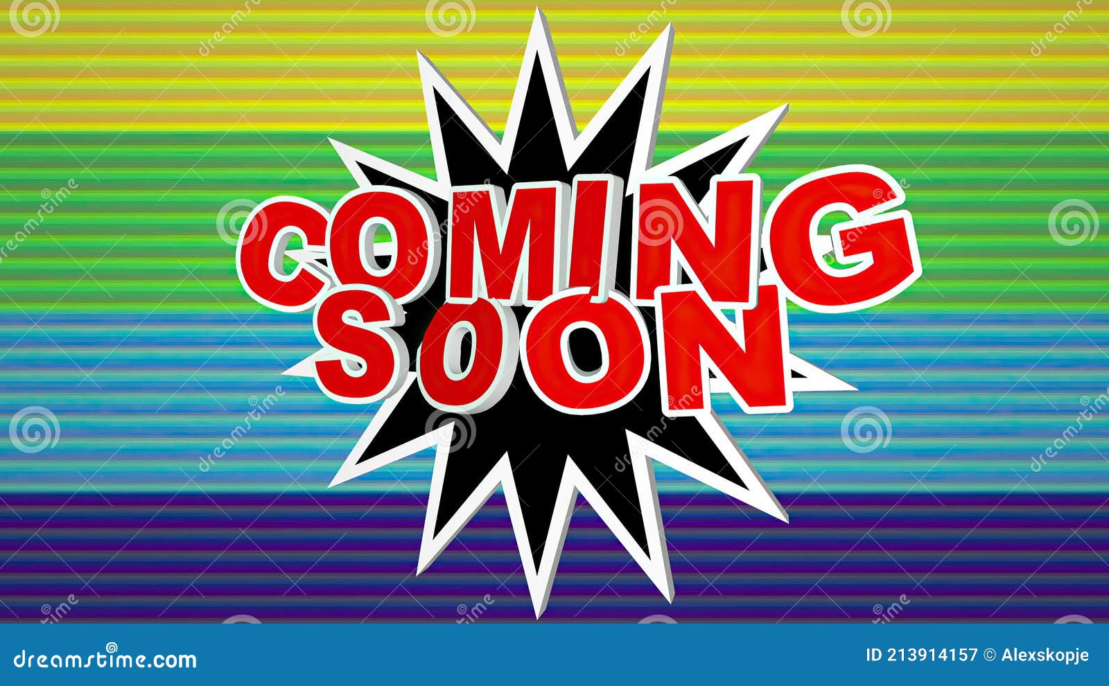 Coming Soon Comic Pop Art Text Against Colorful Background Stock ...