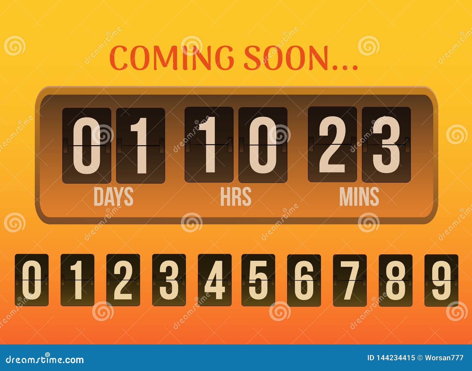 Coming Soon Flip Clock Timer Countdown on Golden Background. Website ... Coming Soon Flip Clock Timer Countdown on Golden Background. Website ...