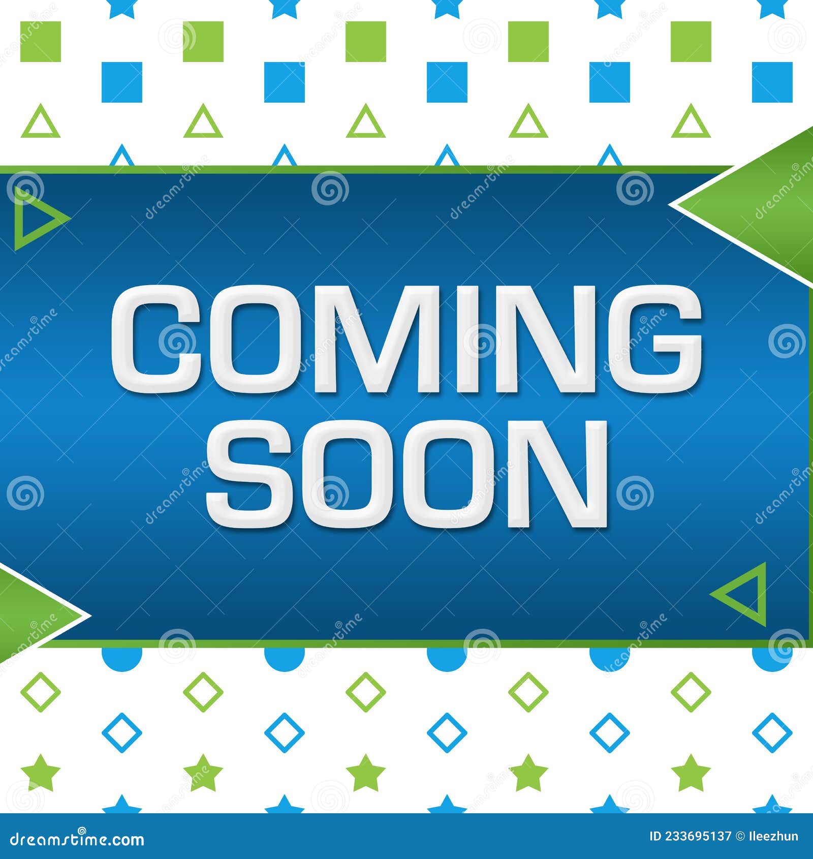 Coming Soon Green Blue Basic Shapes Triangles Stock Illustration ...