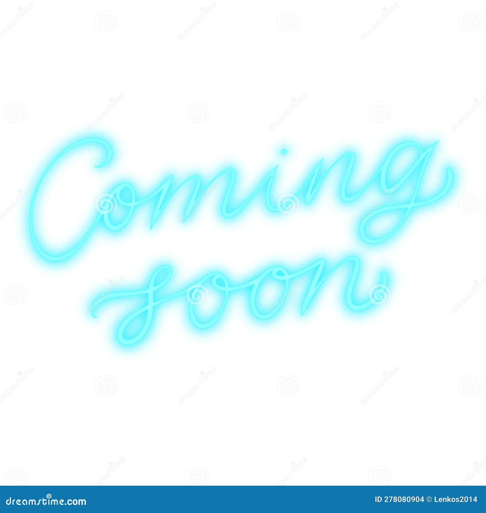Coming Soon - Hand Drawn Blue Neon Lettering Illustration. Stock ...