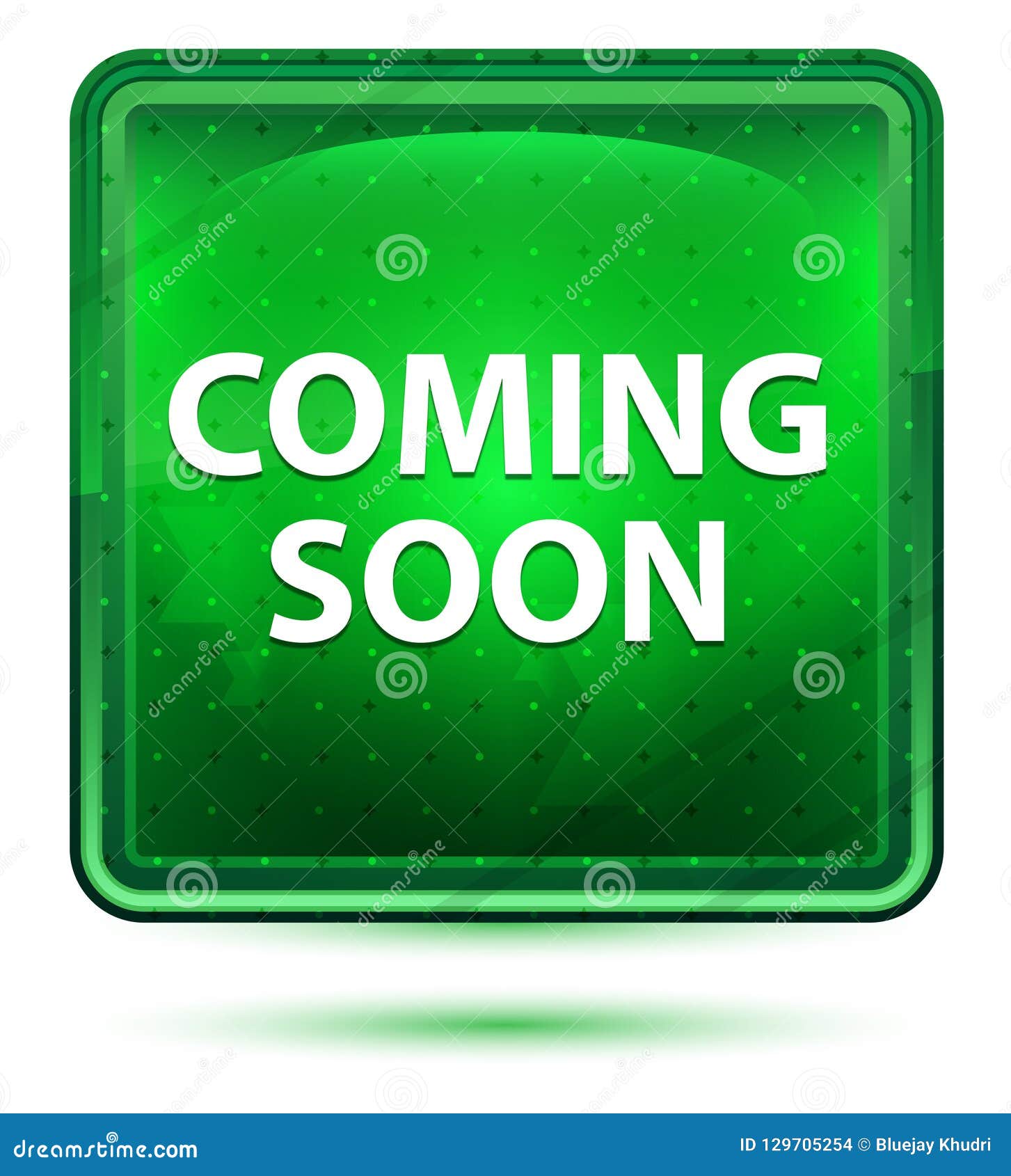Coming Soon Neon Light Green Square Button Stock Illustration ...
