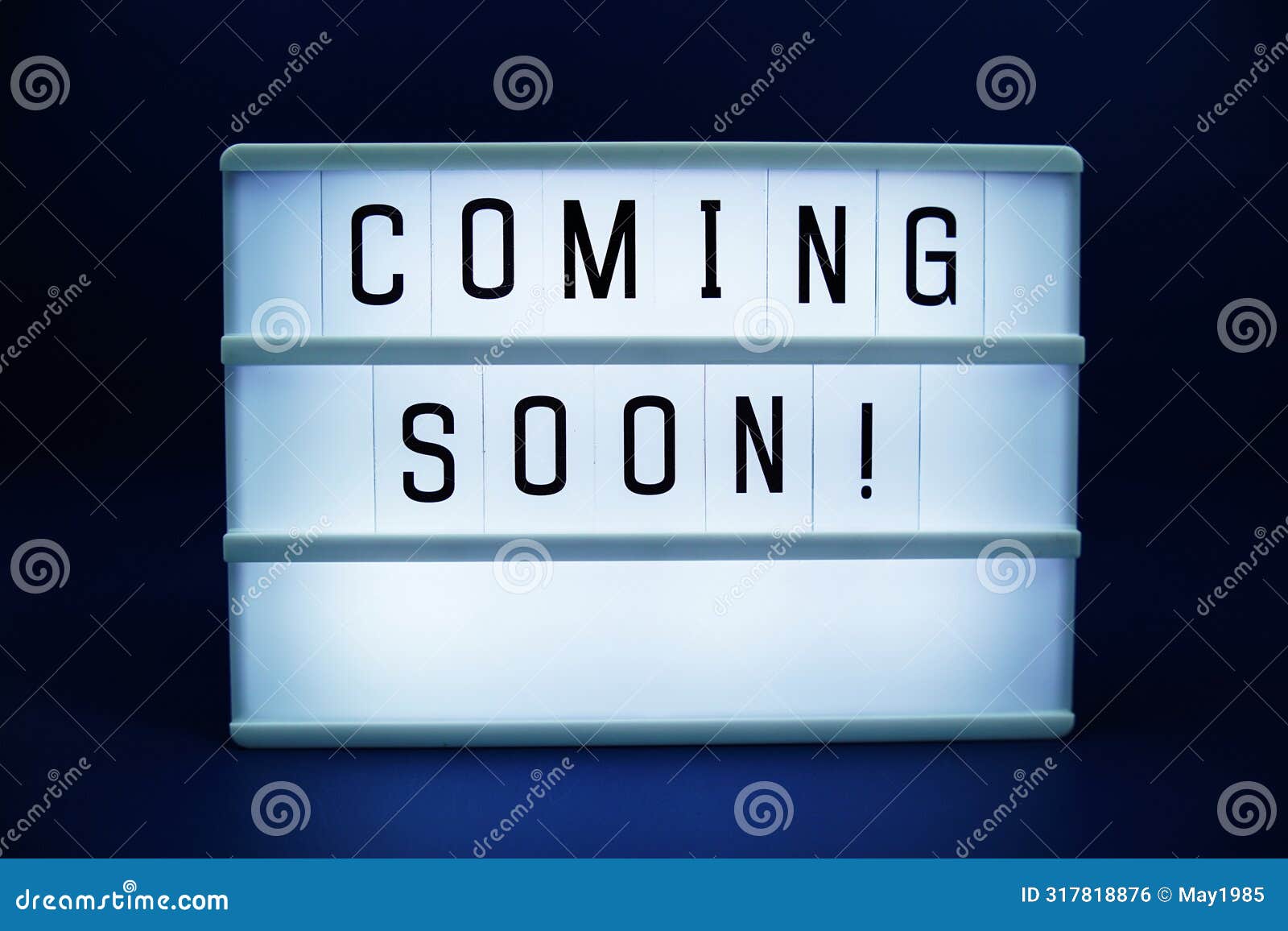 Coming Soon Letterboard Text on LED Lightbox on Blue Background Stock ...