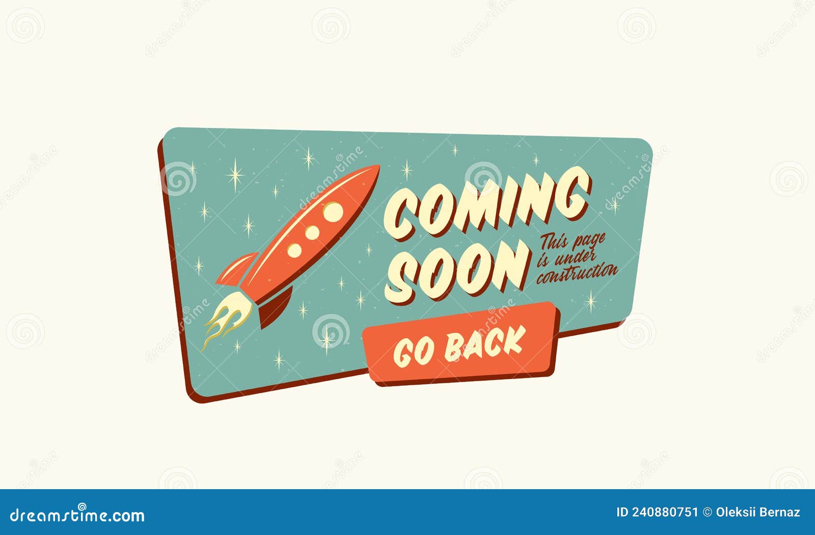 Coming Soon Lettering Retro Rocket Sign Web Template. Page Under ...