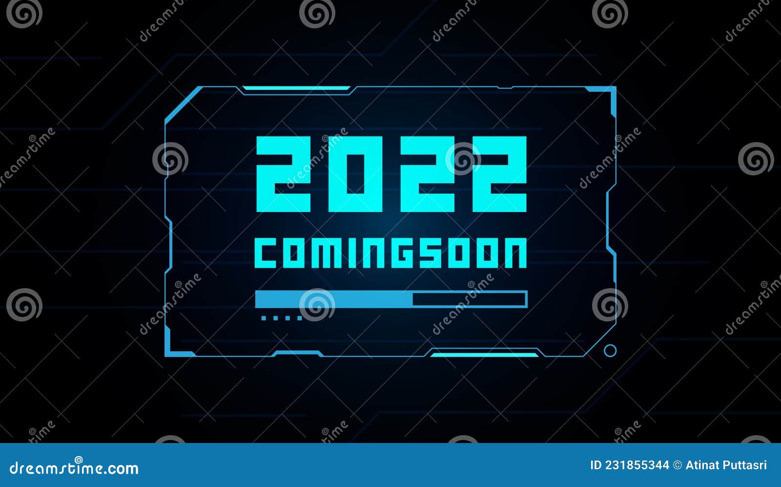 2022 Coming Soon Loading Bar Frame Futuristic Hud Neon Vector Design ...