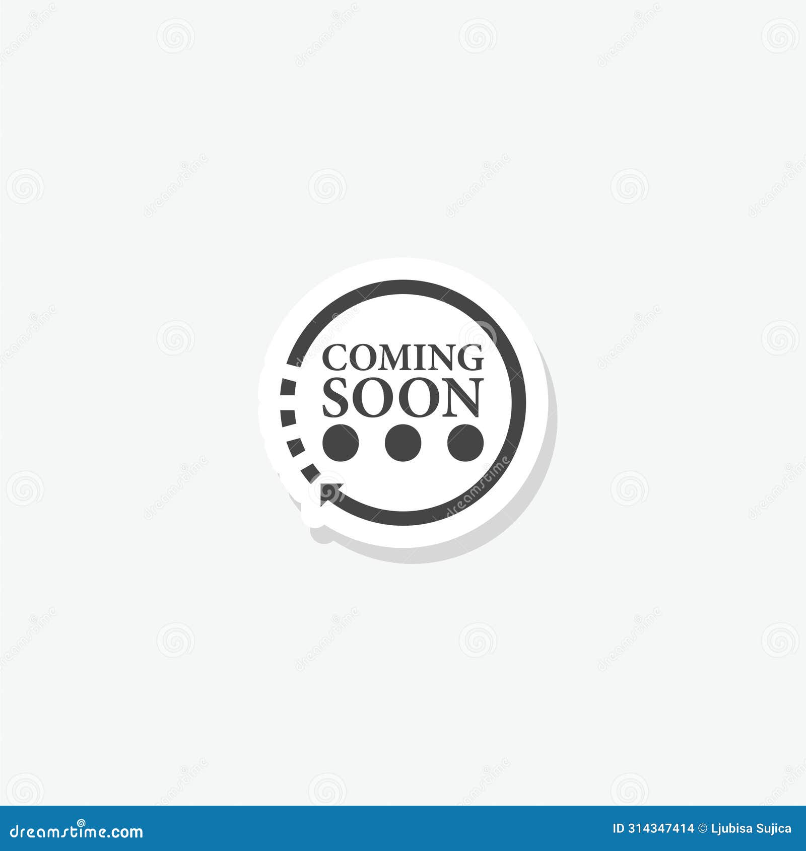 Coming Soon Loading Icon Sticker Isolated on Gray Background Stock ...