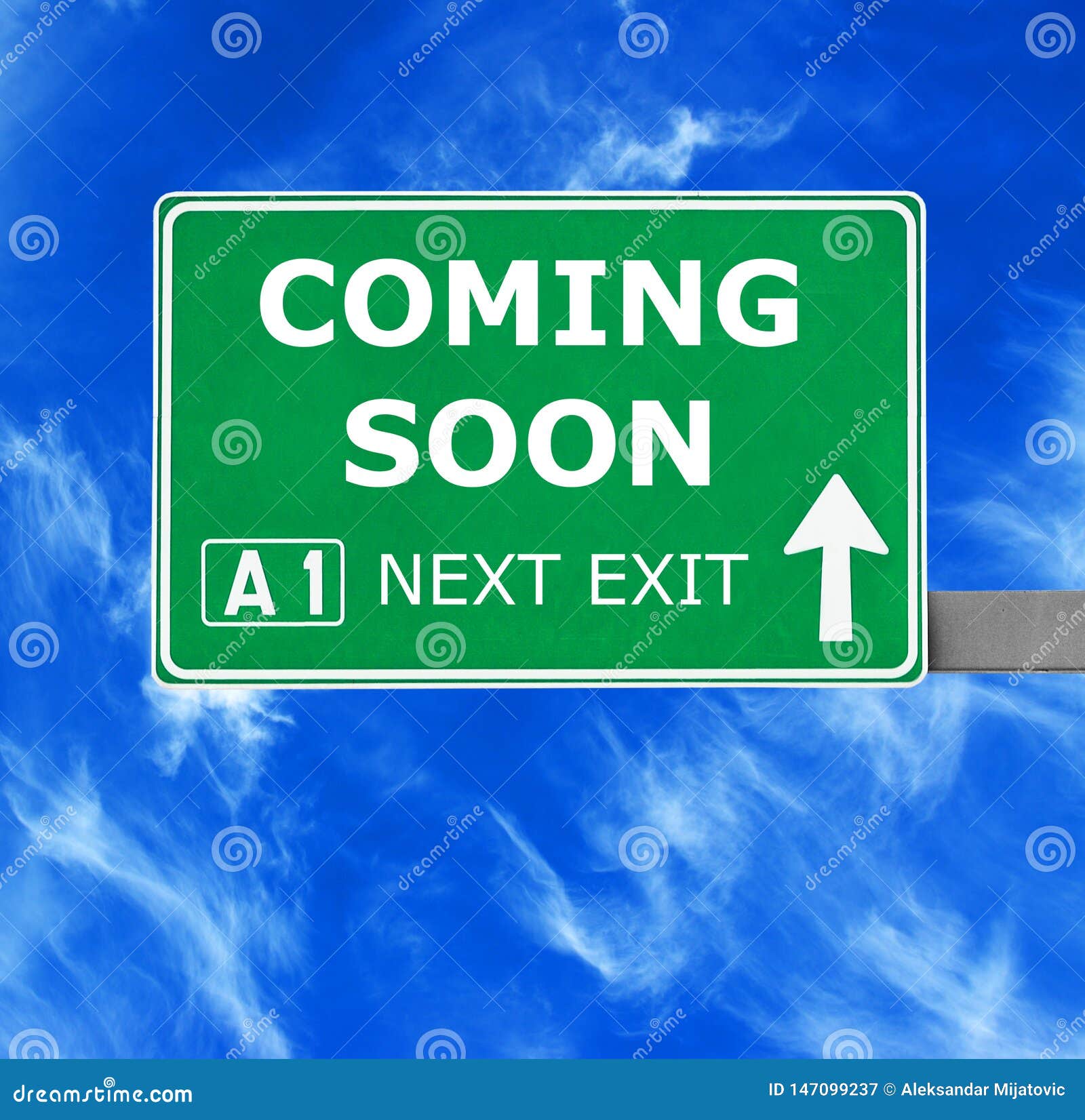 COMING SOON Road Sign Against Clear Blue Sky Stock Image - Image of ...