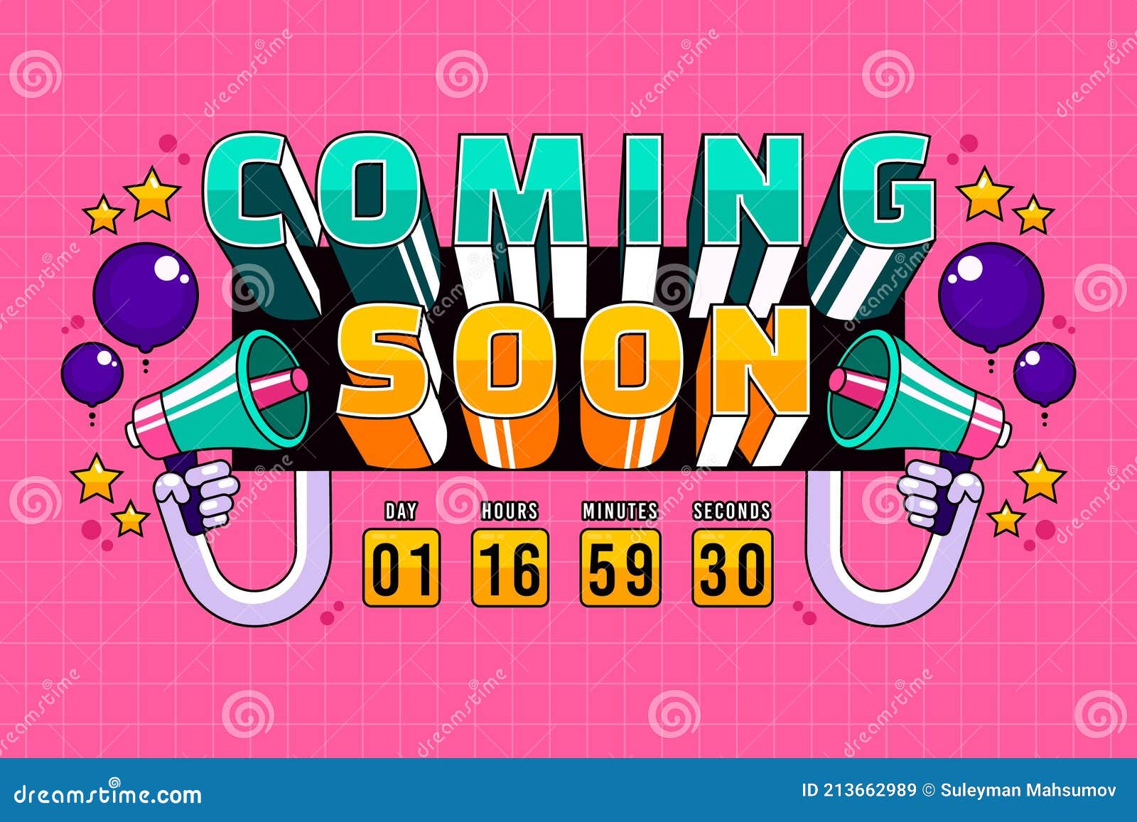 Coming Soon Teaser with Megaphone Background Vector Stock Vector - Illustration of business ...
