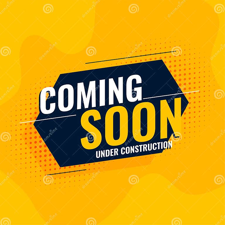 Coming Soon Under Construction Yellow Background Stock Vector ...