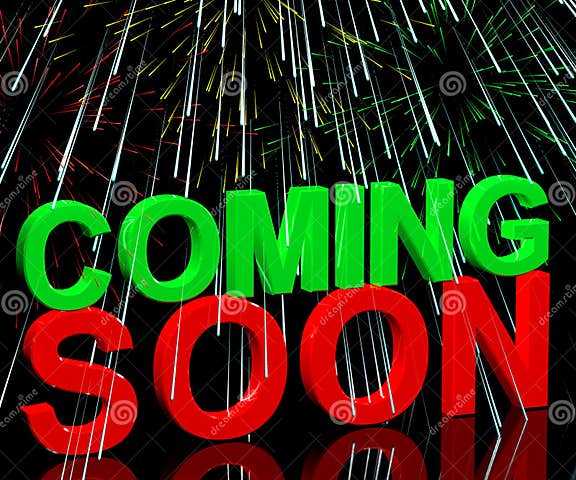 Coming Soon Words with Fireworks Stock Illustration - Illustration of ...