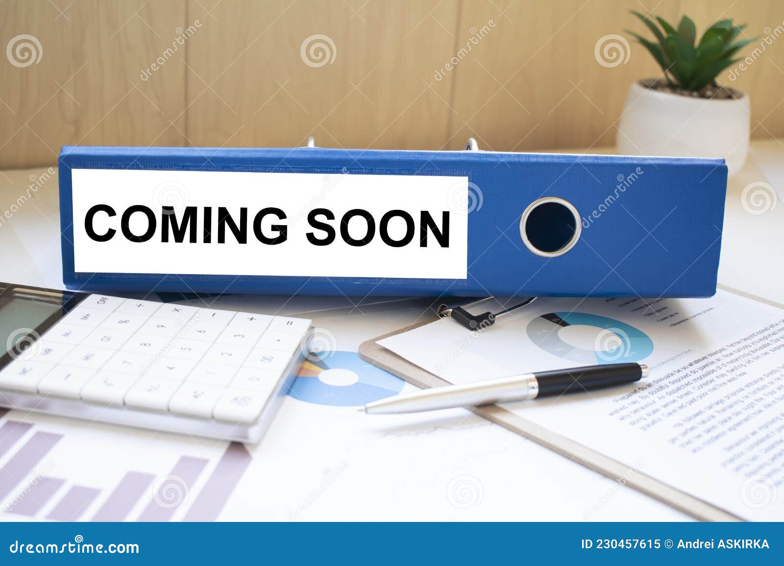 Coming Soon Words on Labels with Document Binders Stock Image - Image ...