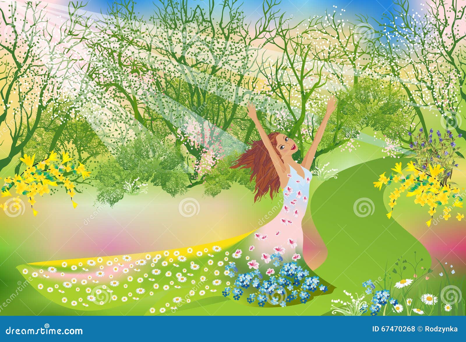 The coming of spring stock illustration. Illustration of landscape ...