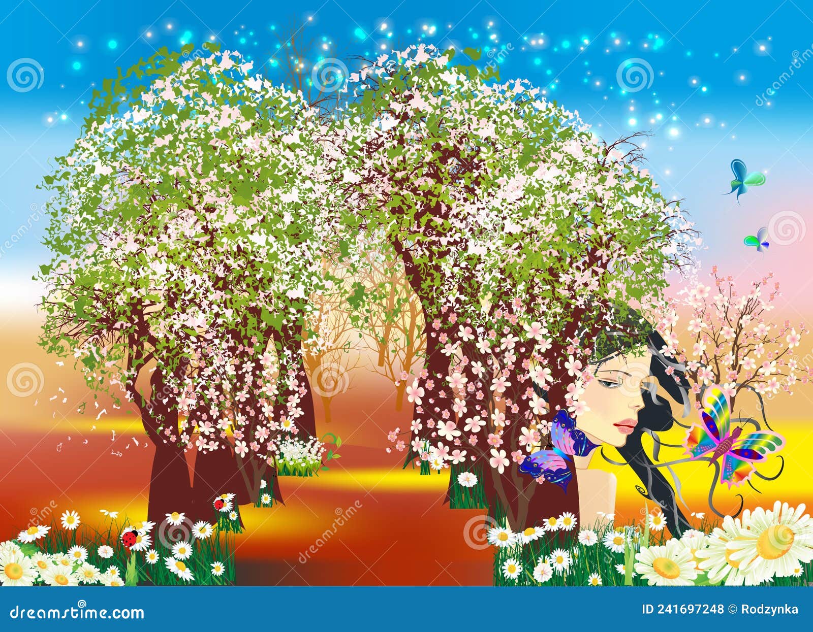 The coming of spring stock illustration. Illustration of plant - 241697248