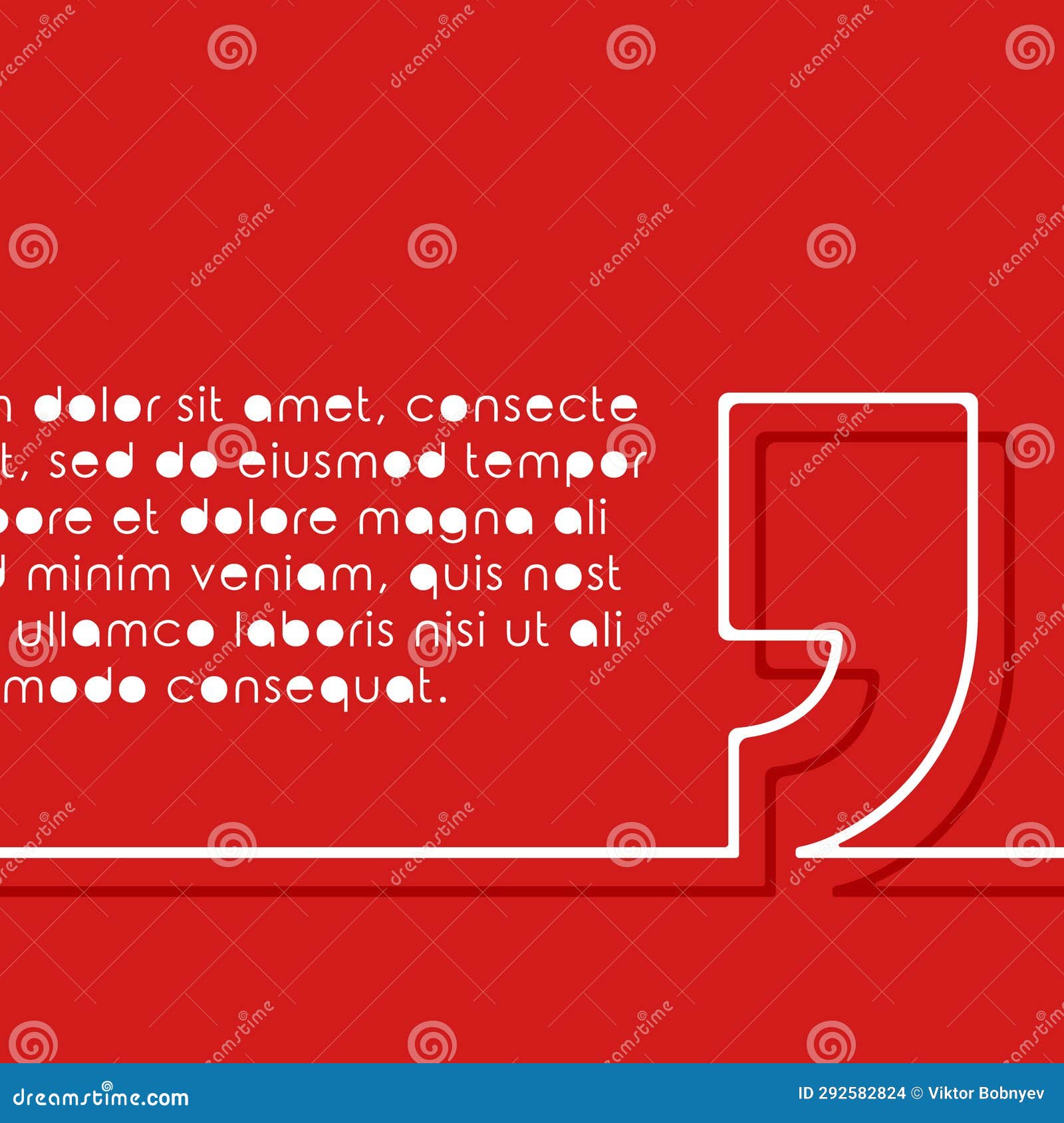 Comma Minimal Linear Design on a Red Background. Vector Illustration ...