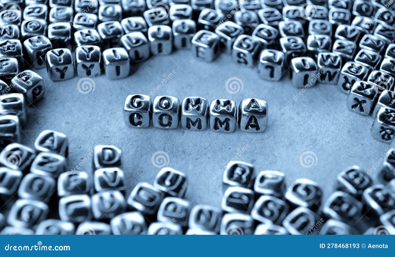 Comma - Word from Metal Blocks on Paper Stock Image - Image of ...