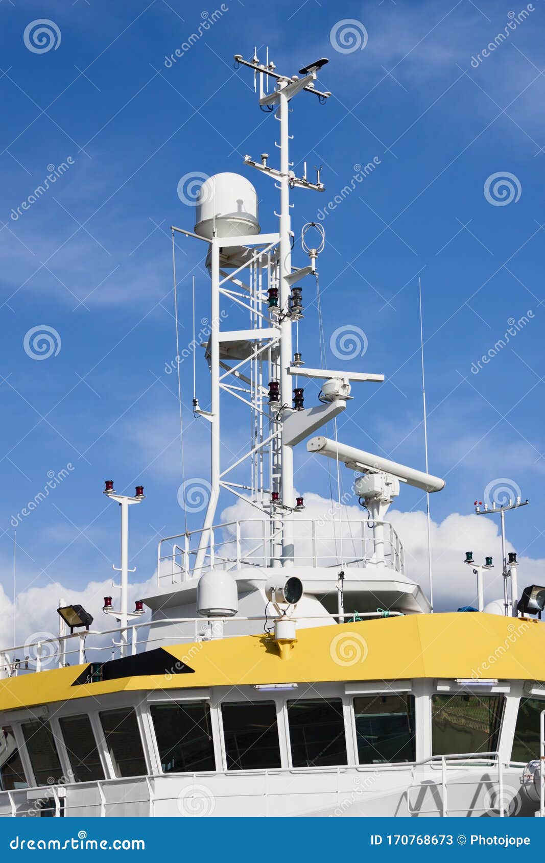 Command Bridge, Antennas, Radar and Other Communication and Navigation ...