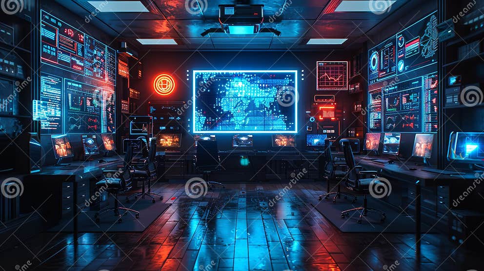 Command Center Chronicles: Navigating the Digital Frontier from a High-Tech Hub Stock ...