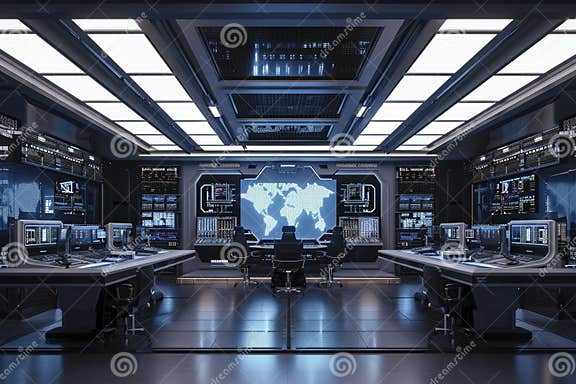 Command Center, Interior Design, 3D Rendering, Control Room Stock ...