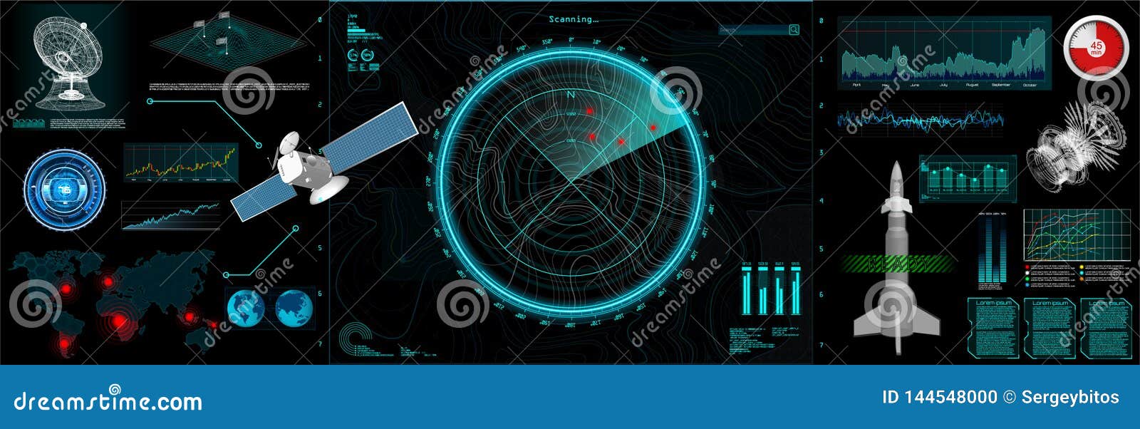 Command Center Screen In HUD Style Vector Illustration | CartoonDealer ...