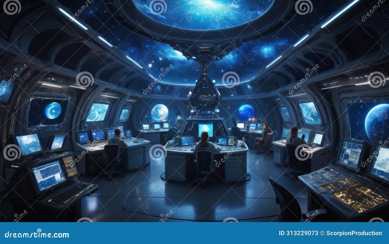 Command Center with a View into the Cosmos Stock Image - Image of ...