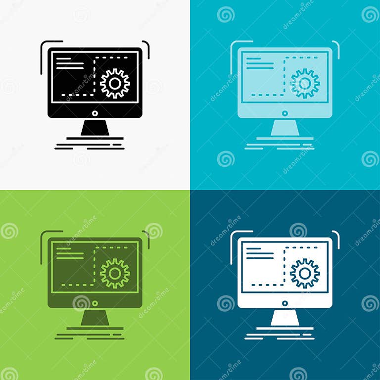 Command, Computer, Function, Process, Progress Icon Over Various Background. Glyph Style Design ...