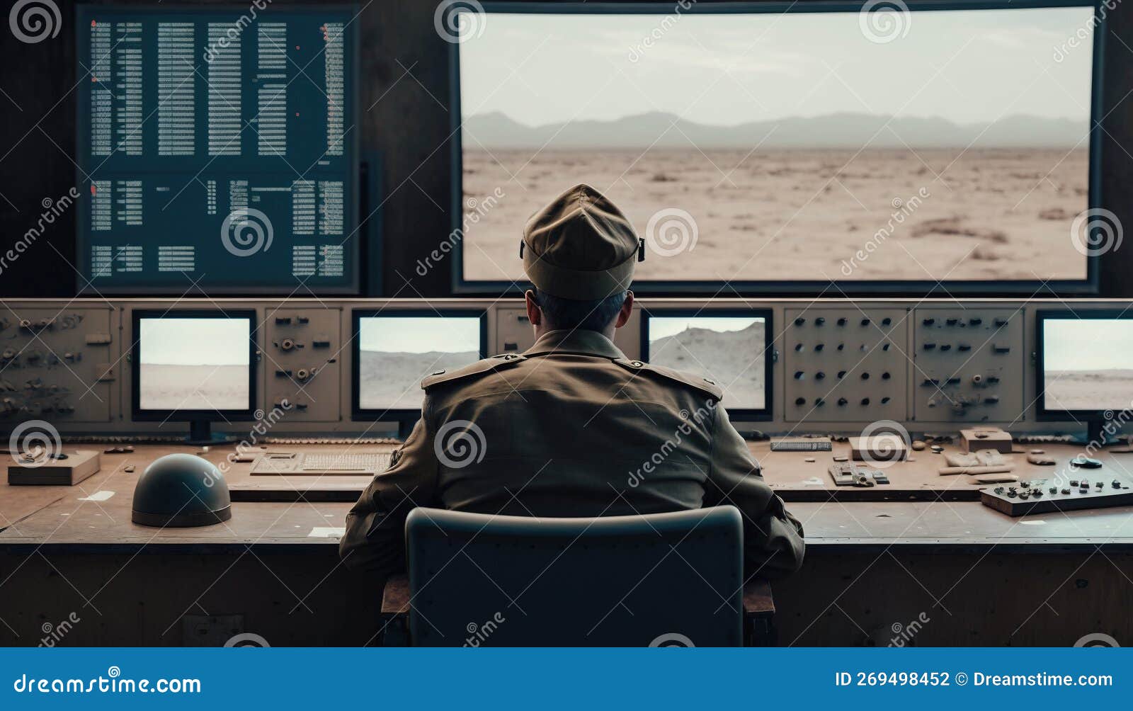 Command and Control, Military Officer Working at a War Room Control ...
