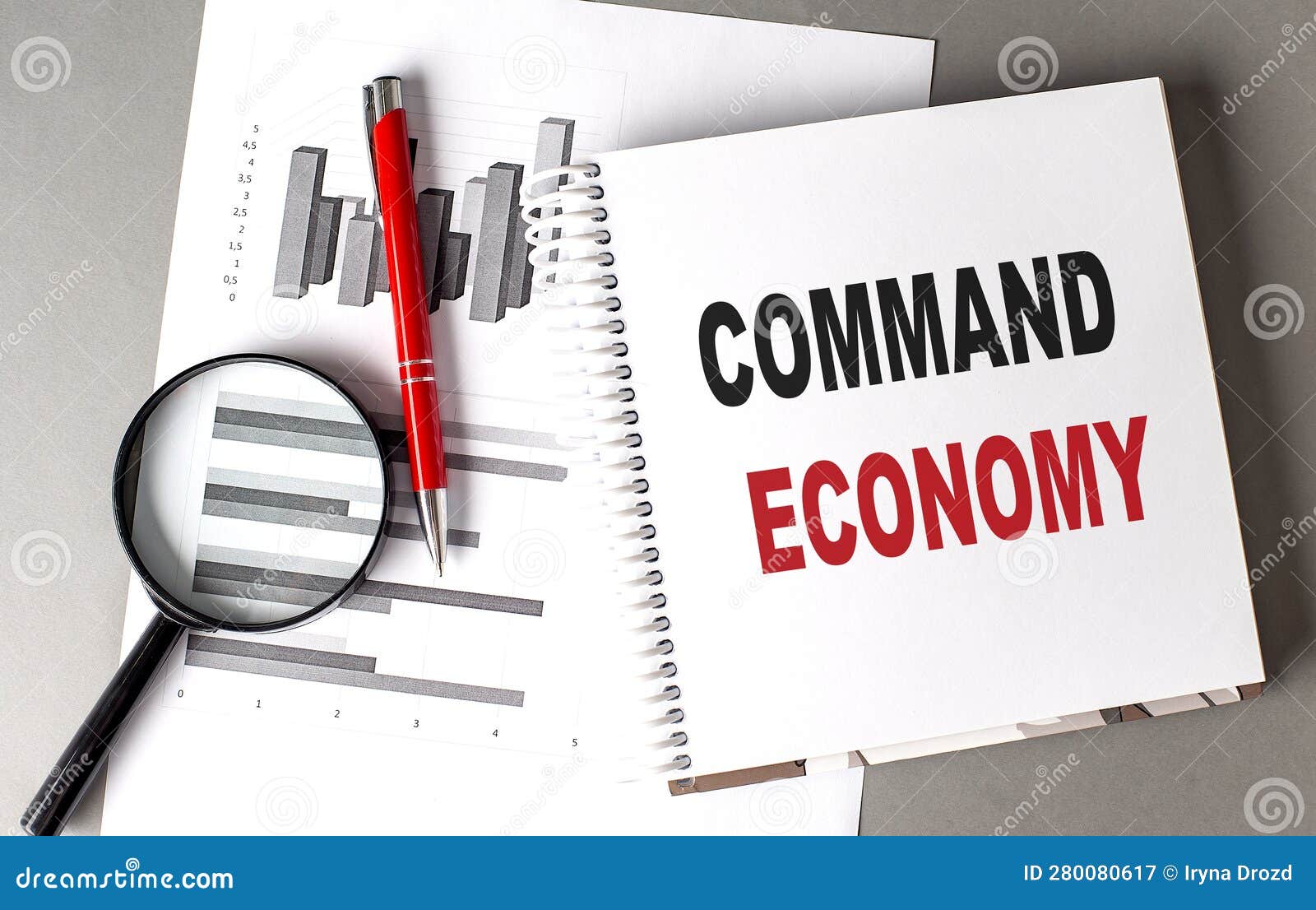 COMMAND ECONOMY Text Written on Notebook with Chart Stock Image - Image ...