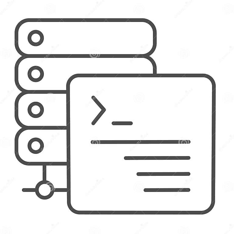 Command Line Window, Data Sharing, Server Console Thin Line Icon ...