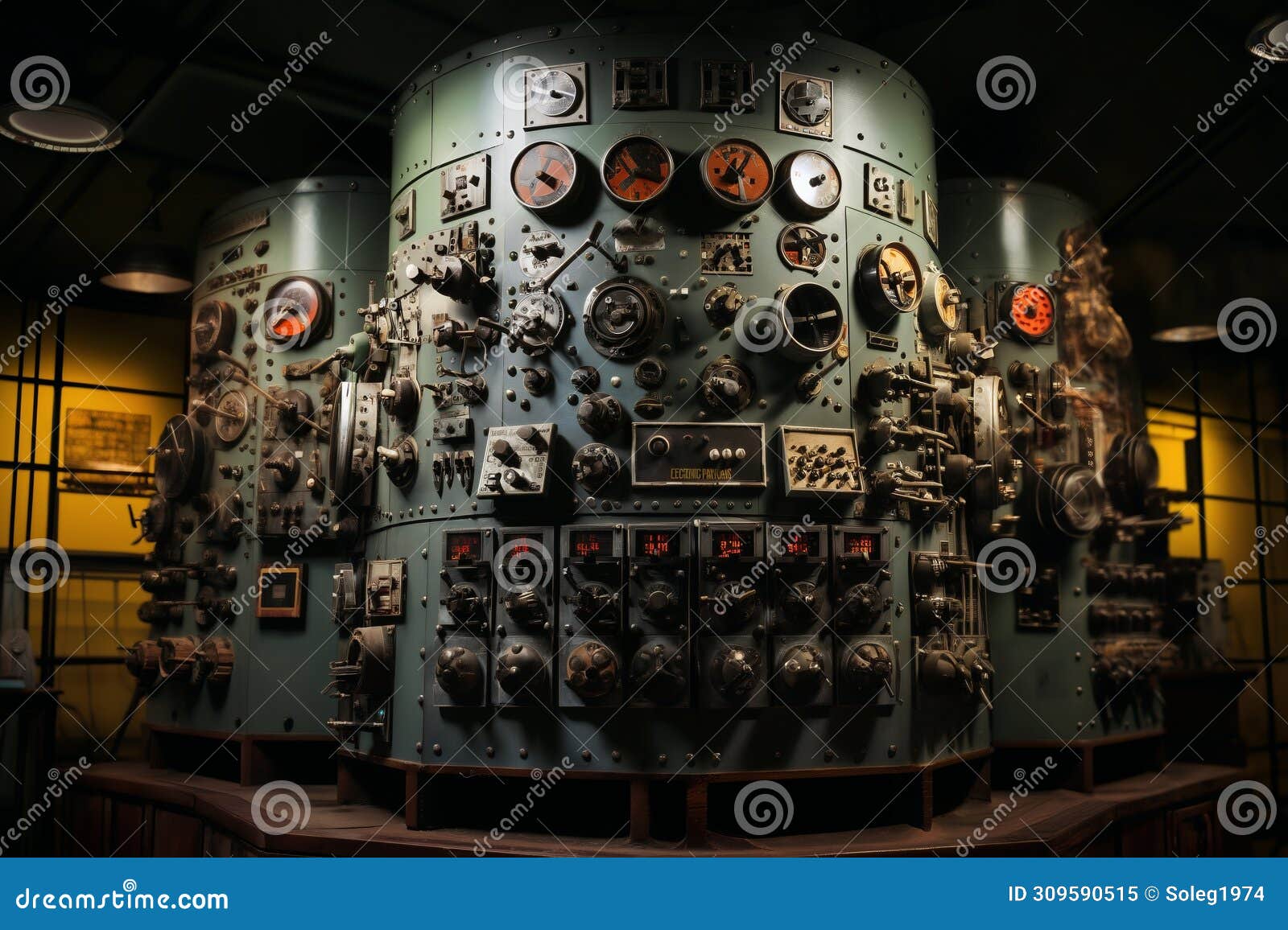Command Post of a Retro Analog Control Center for an Industrial ...