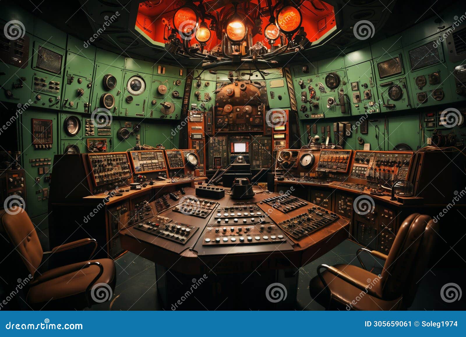 Command Post of a Retro Analog Control Center for an Industrial ...