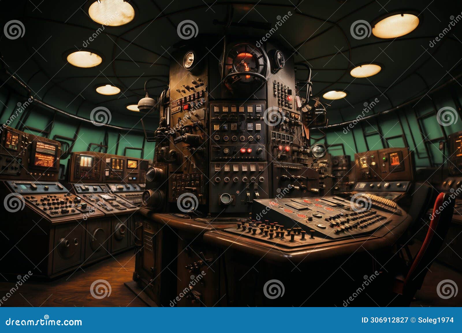 Command Post of a Retro Analog Control Center for an Industrial ...