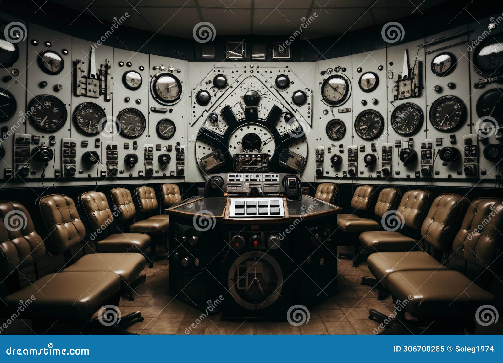 Command Post Of A Retro Analog Control Center For An Industrial ...