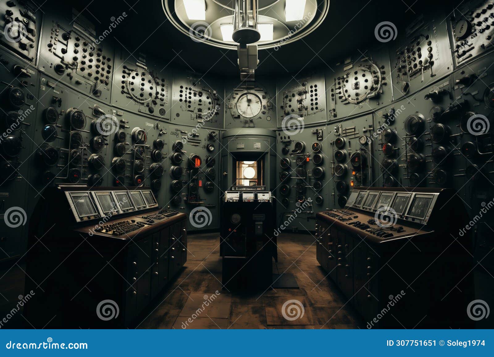 Command Post Of A Retro Analog Control Center For An Industrial ...