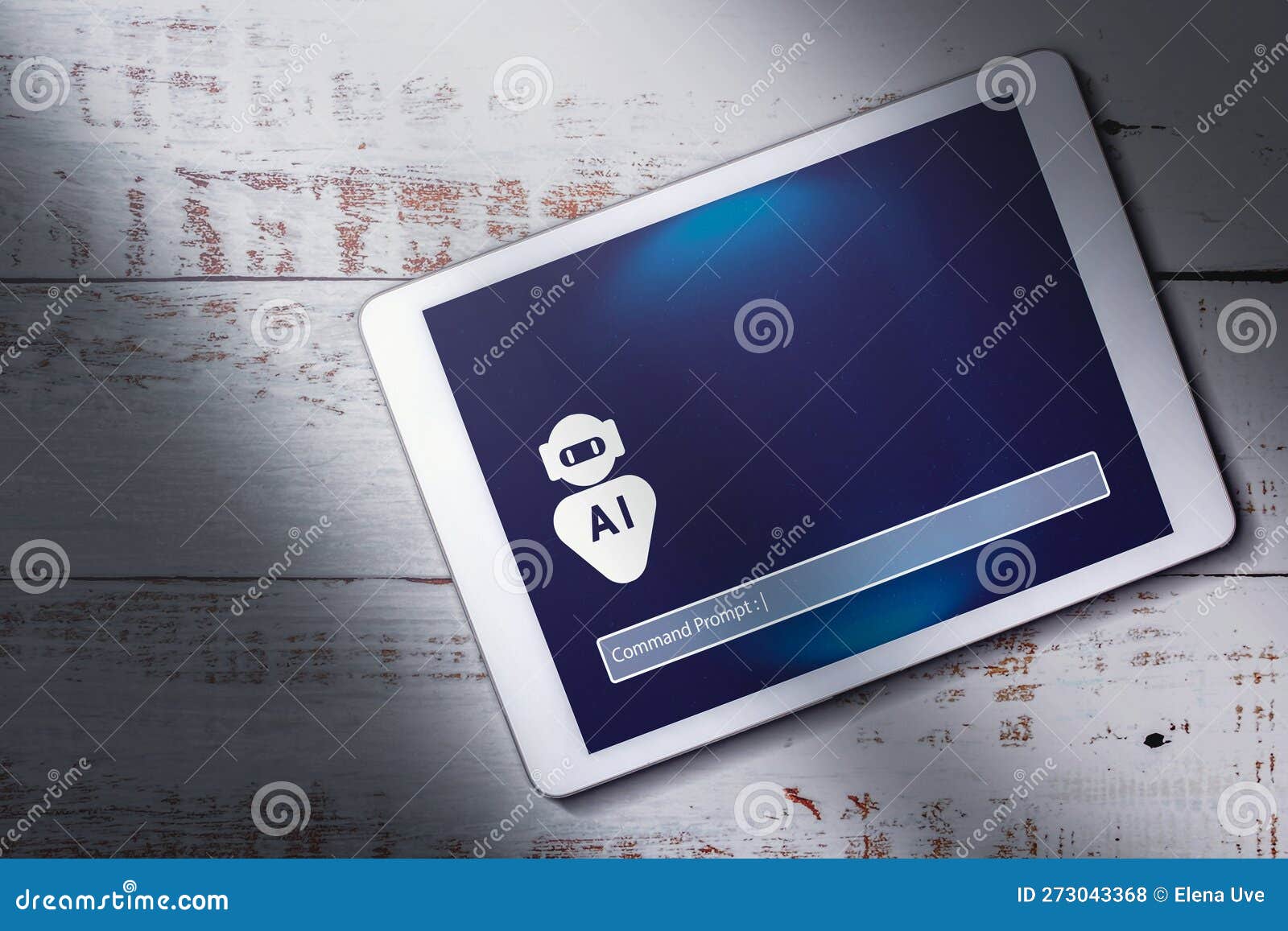 Top View of Digital Tablet with Chatbot on Screen and Copy Space. Stock ...