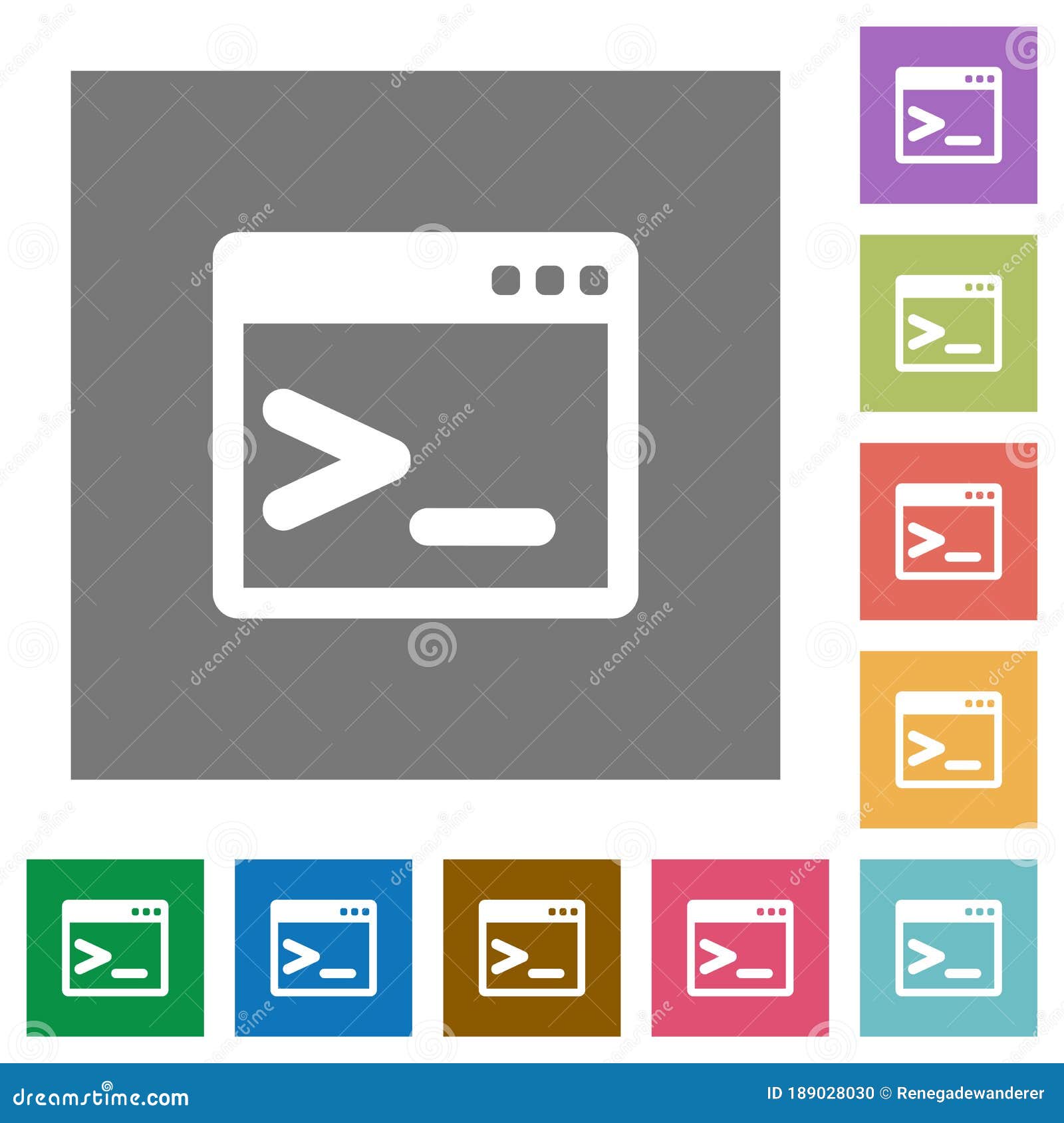 Command Prompt Square Flat Icons Stock Vector - Illustration of gray ...