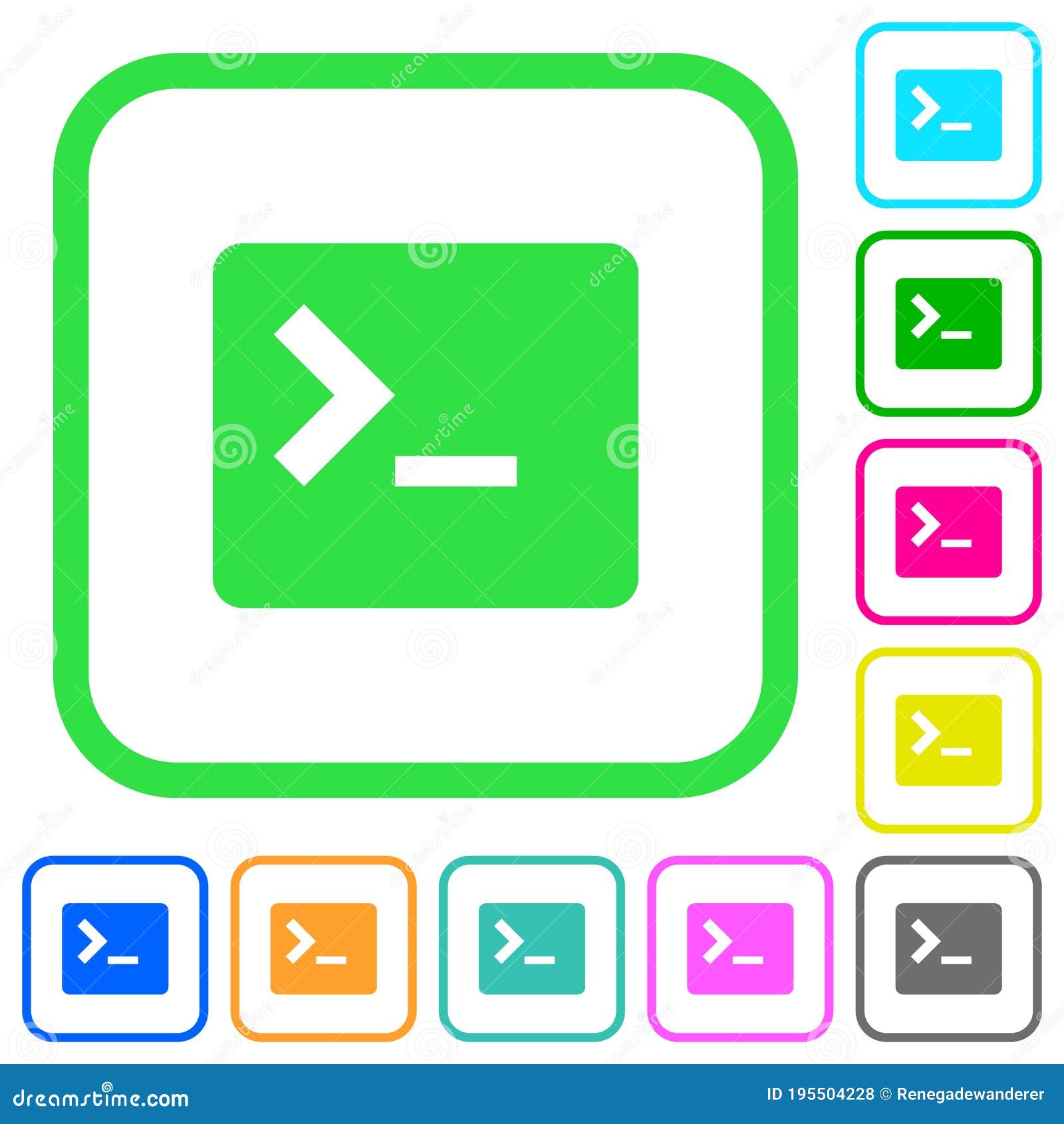 OS Command Terminal Flat White Icons On Round Color Backgrounds Cartoon ...