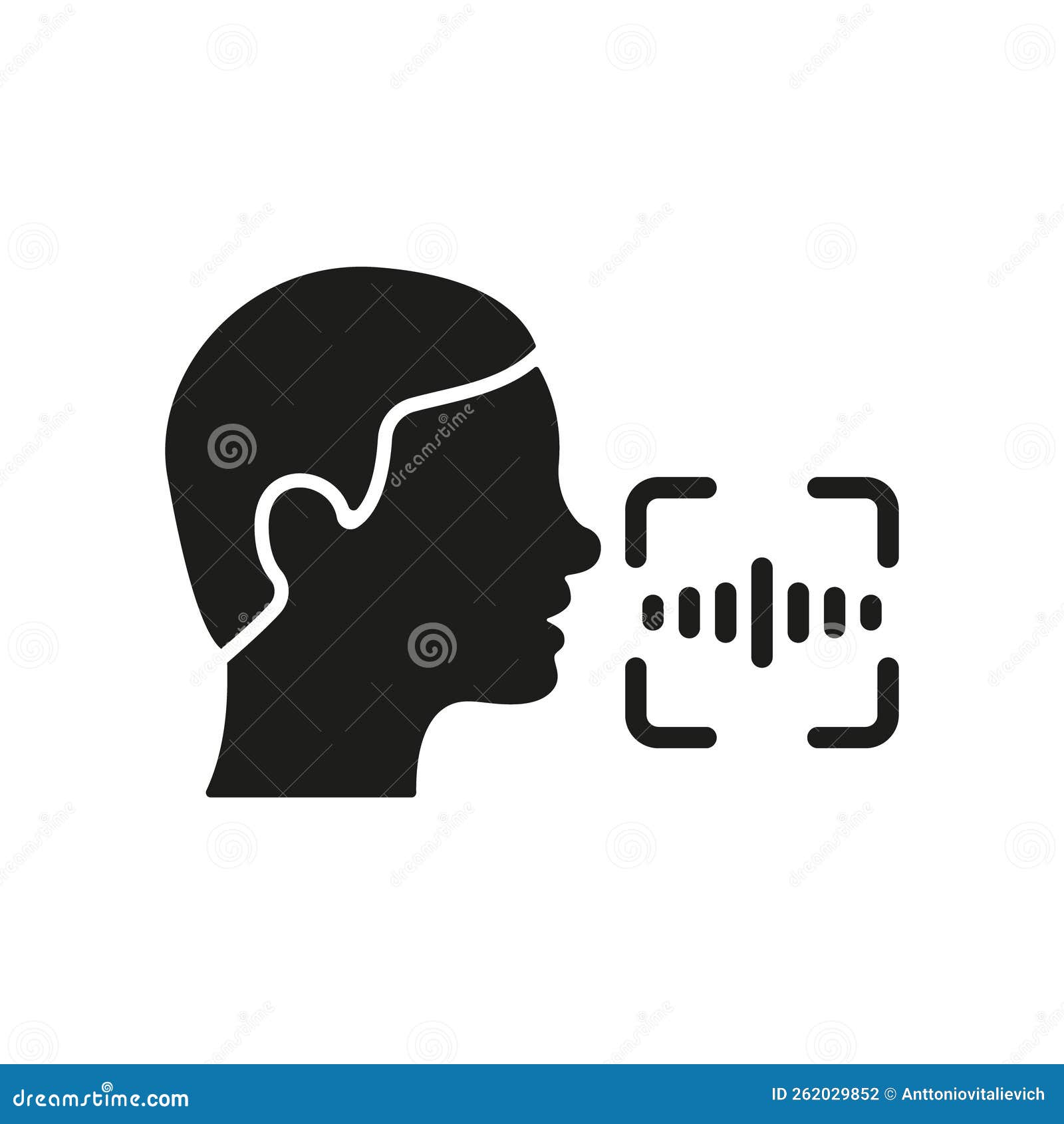 Command Voice ID Recognition Technology Silhouette Icon. Access ...