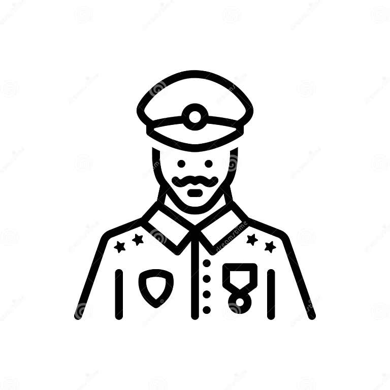 Black Line Icon for Commander, Veteran and Guard Stock Illustration ...
