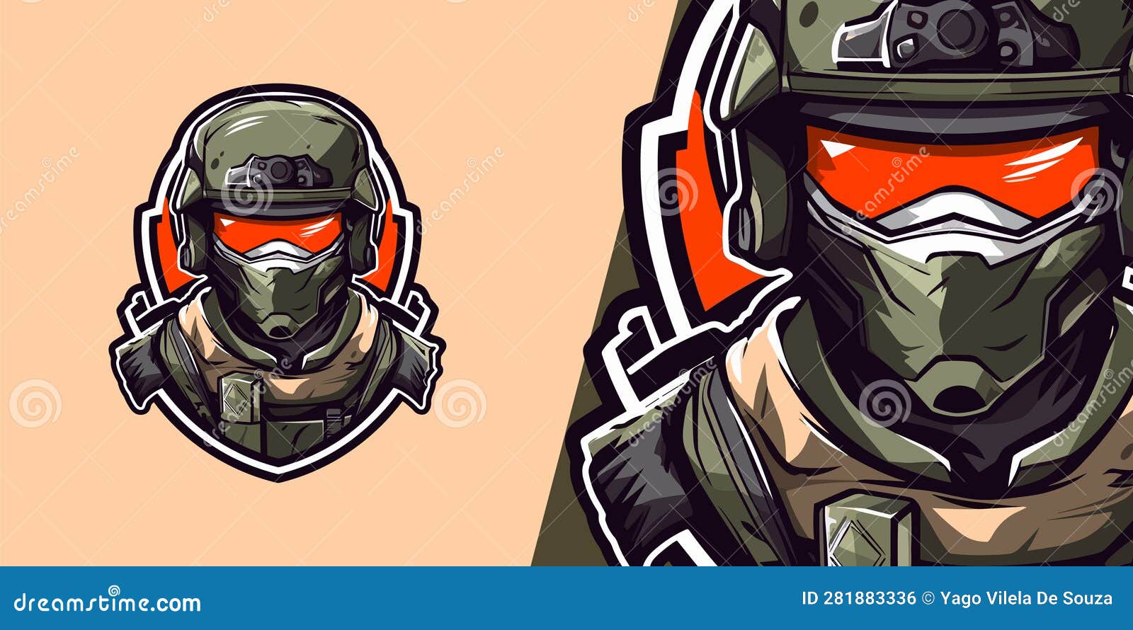 Fearless Army Soldier Logo: Intense Illustration Vector for Sport and E ...