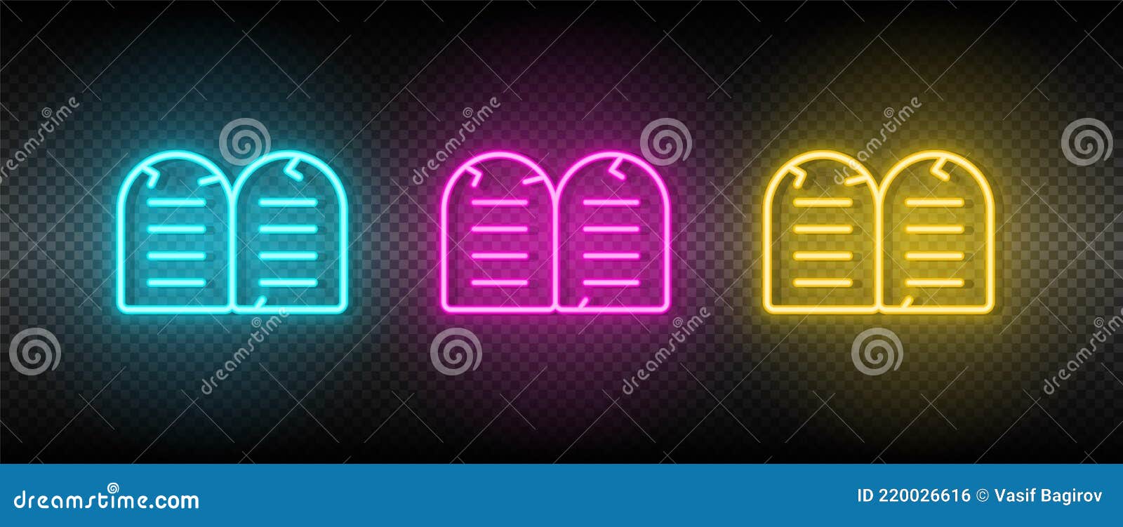 Commandment Symbol Neon Vector Icon. Stock Illustration - Illustration ...