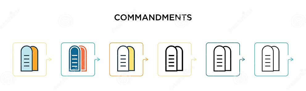 Commandments Vector Icon in 6 Different Modern Styles. Black, Two ...