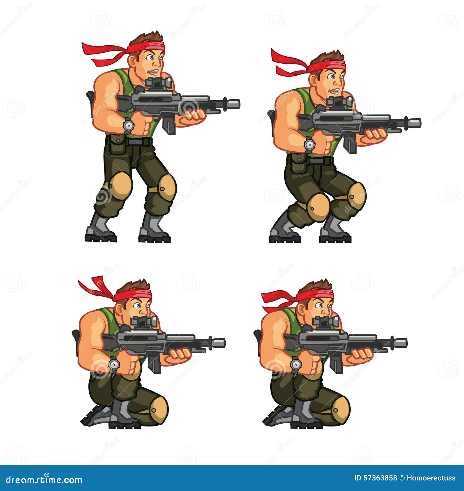 Commando Het Buigen Spel Sprite Vector Illustratie - Illustration of ...