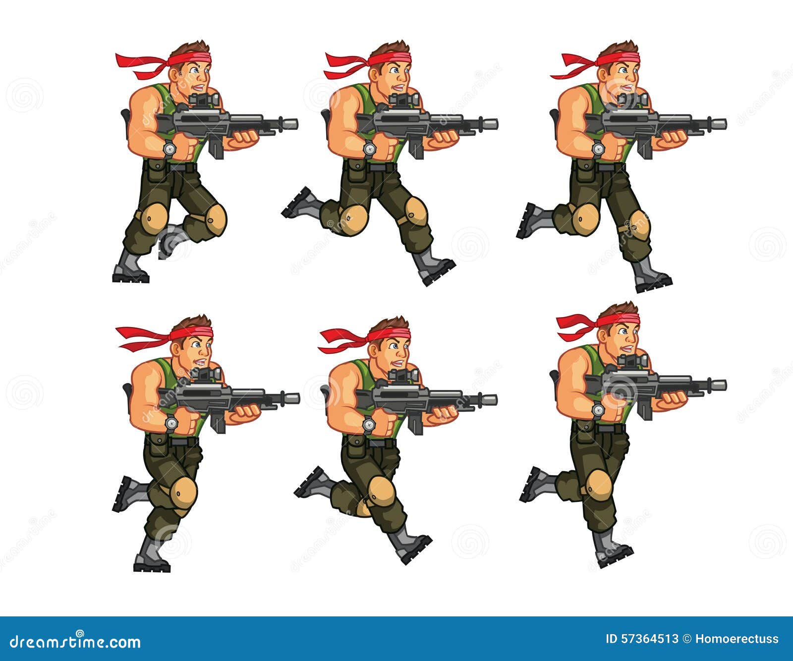 Commando Running Game Sprite Stock Vector Illustration Of Attack