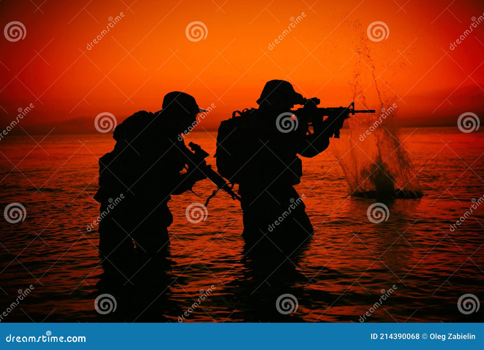Commando Soldiers Landing on Sea Shore with Fight Stock Photo - Image ...