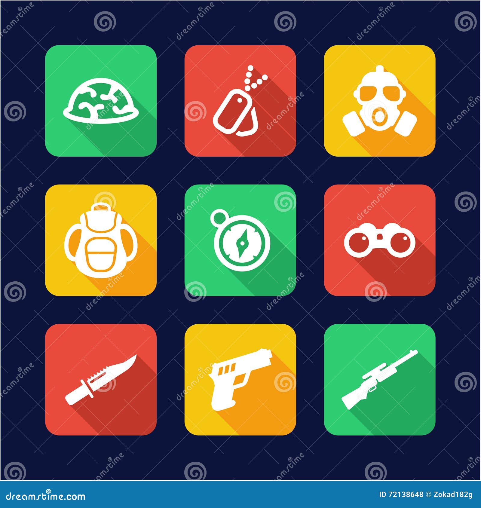 Commandos All In One Icons Black & White Color Flat Design Freehand Set ...