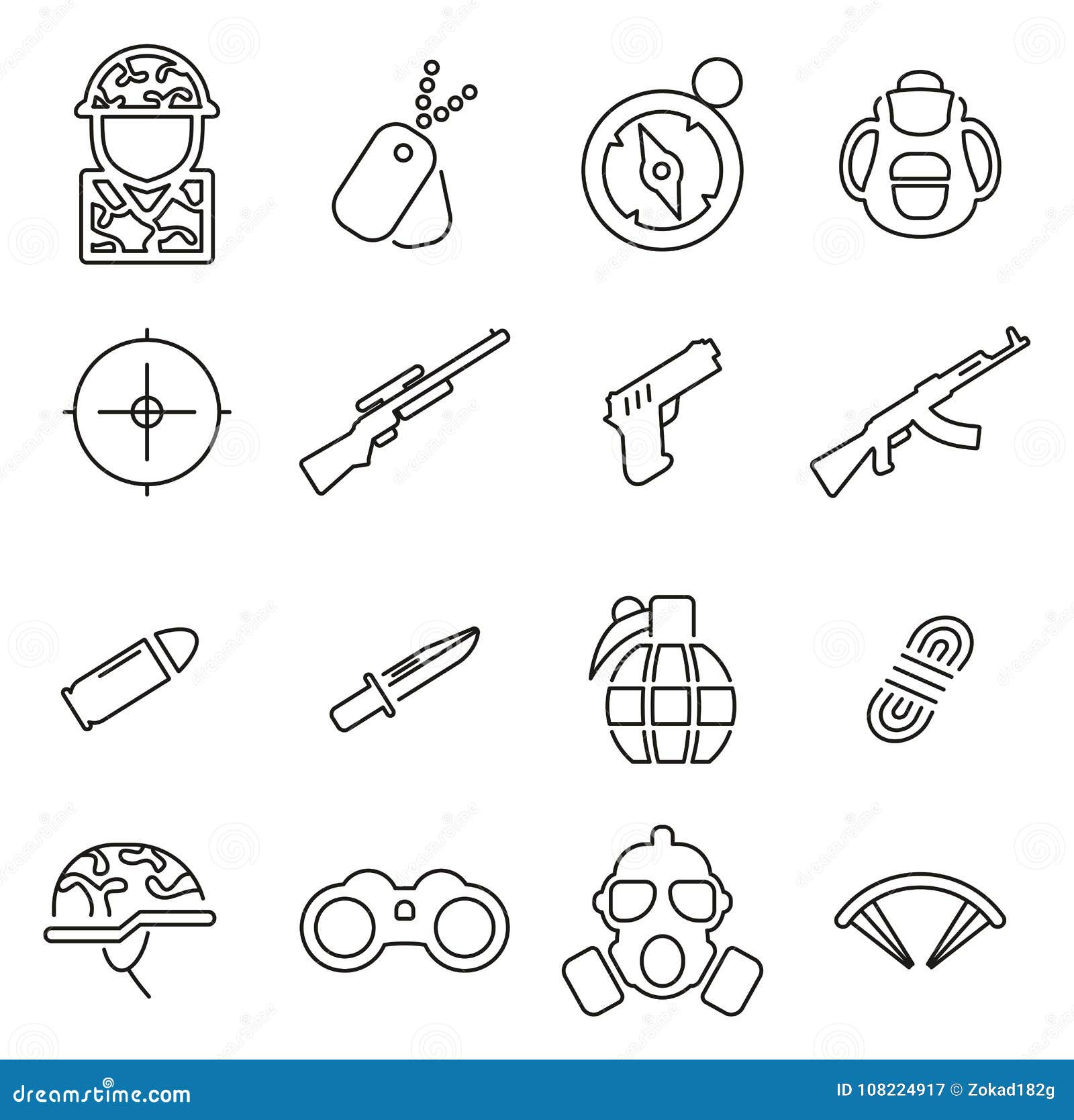 Commandos Or Special Forces Army Unit Icons Thin Line Vector ...